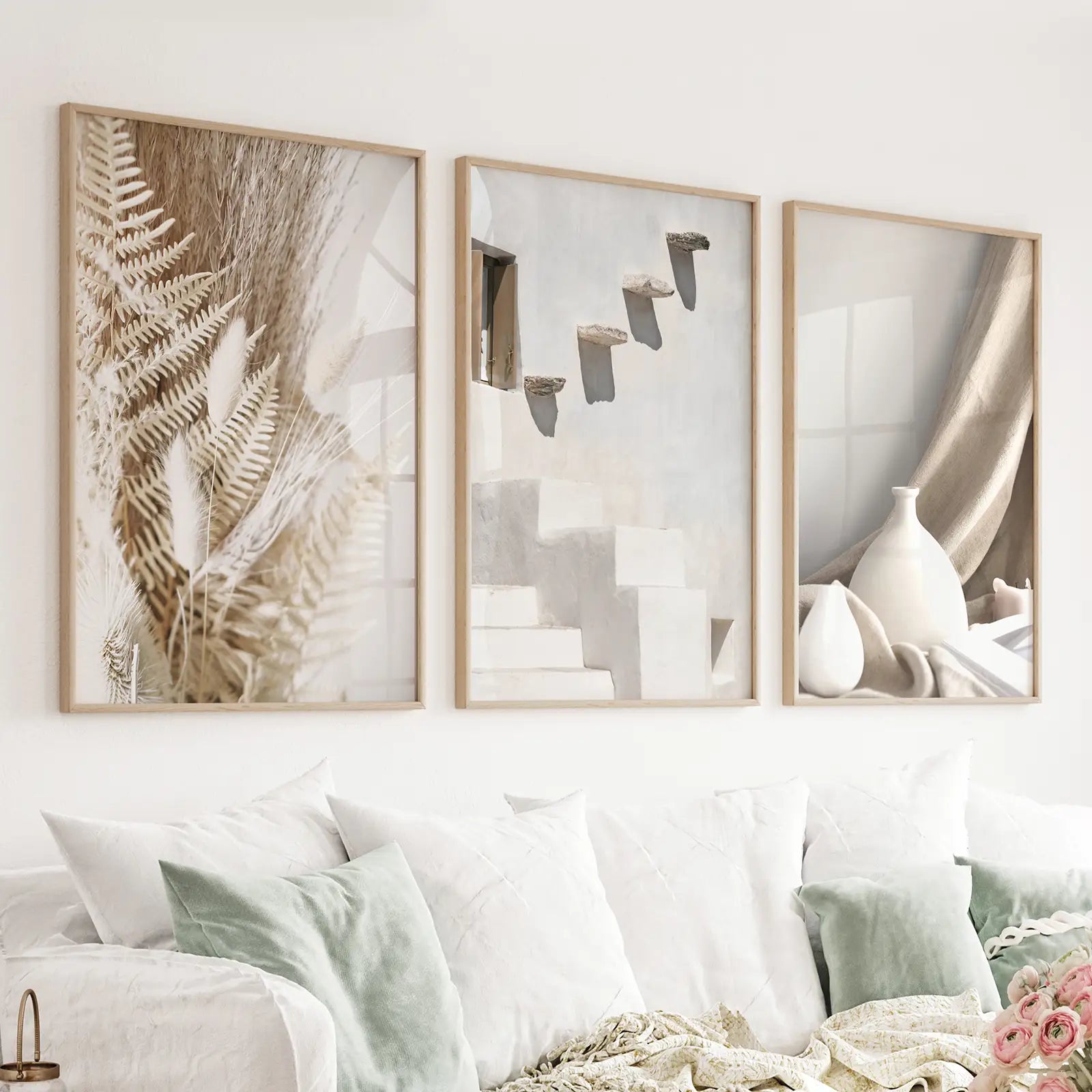 3 Pieces Neutral Boho Wall Art. Terracotta Vase and Stairs – TASHAKI ...