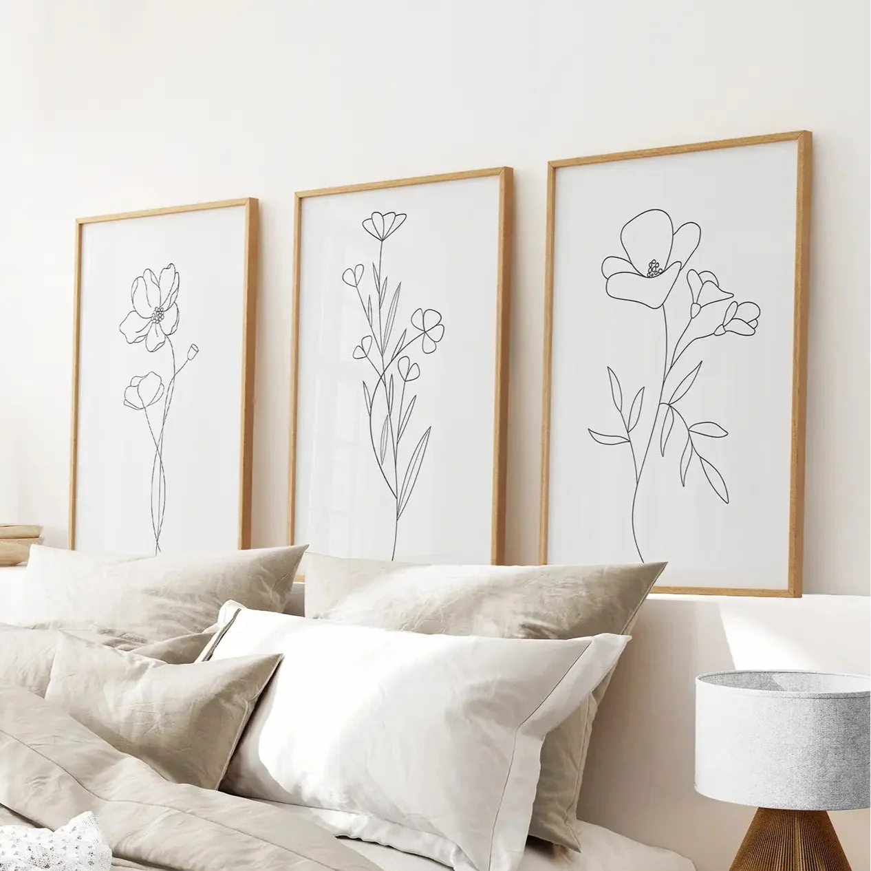 Wildflower Trendy Line Art Set of 3 Wall Decor – TASHAKI ESSENTIALS