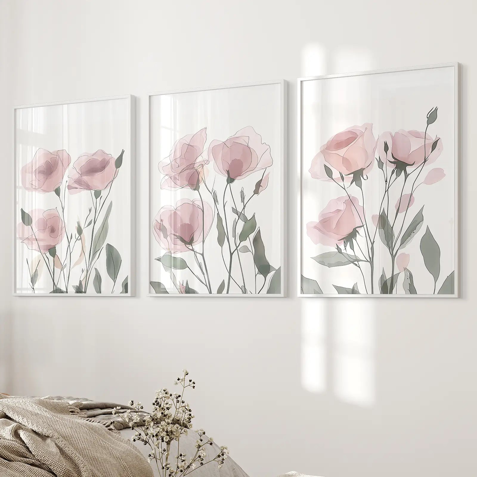 Watercolor Blush Pink Flowers Poster Decor Set – TASHAKI ESSENTIALS